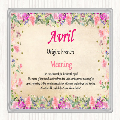 Avril Name Meaning Drinks Mat Coaster Floral | eBay UK