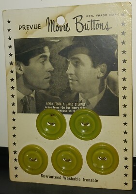 PREVUE MOVIE BUTTONS - HENRY FONDA & JAMES STEWART - 1948 - 5 GREEN ...