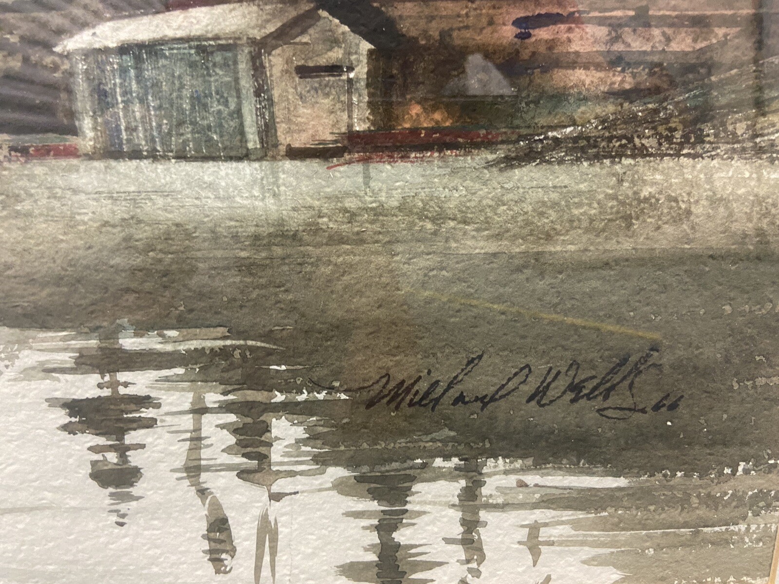 Millard Wells (American, 1921-2012) “Dawn” watercolor 20” x 28” signed ...