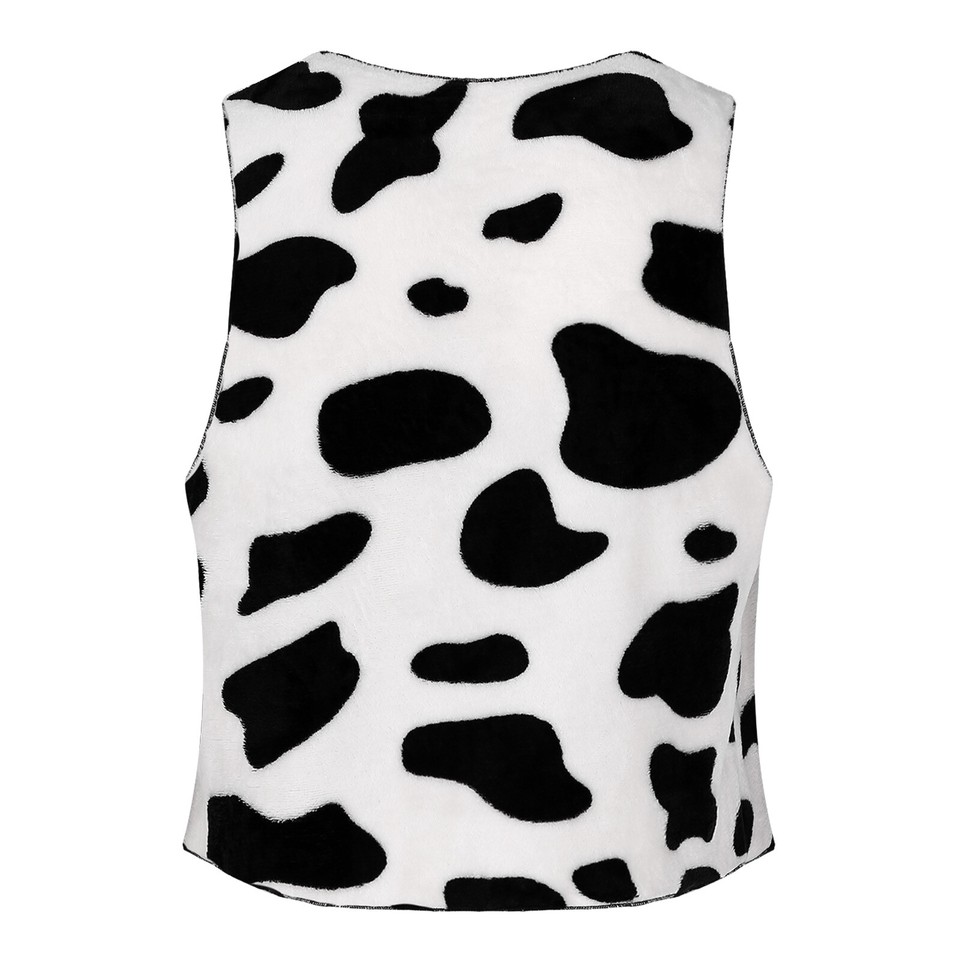 Mens Cow Print Vest Open Front Waistcoat Halloween Cowboy Cosplay Tops ...