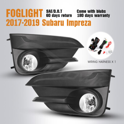 Fits 2017-2019 Subaru Impreza Fog Light Clear Lens Pair Lamp Wiring Kit ...