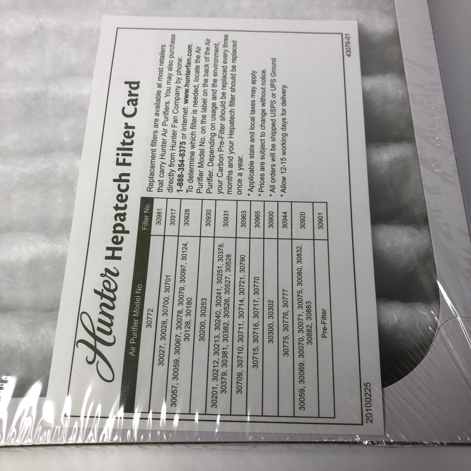 Filter 30928 for Hunter HEPAtech Air Purifiers 30057 3005 30067 30078 ...