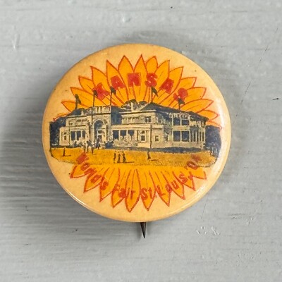 Vintage State of Kansas Souvenir Pinback Button World's Fair St. Louis ...
