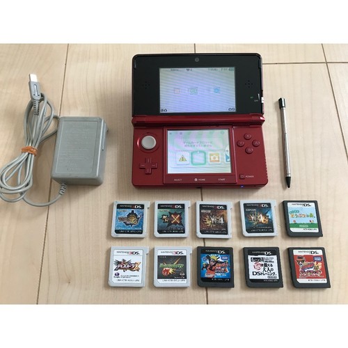Nintendo 3DS CTR-001 Flare Red Console Tested w/ Stylus Charger Memory ...