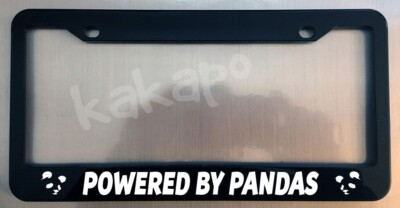 Powered By Pandas Glossy Black License Plate Frame | eBay