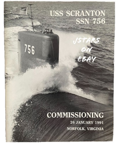 1991 USS SCRANTON SSN-756 US NAVY PLANKHOLDER COMMISSIONING BOOK ...