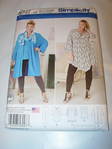 WOMENS UNCUT SIMPLICITY 8097 SEWING PATTERN JACKET TOP LEGGINGS SIZE ...