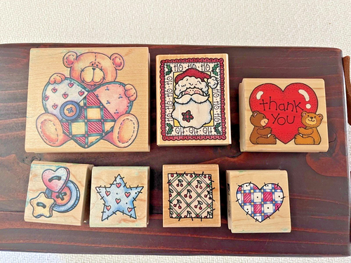 Rubber Stampede Wood Mounted Rubber Stamps Thank You Patchwork Santa | eBay