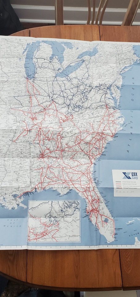1981 Vintage Chessie-Seaboard Railroad System Map 24"x32.5"- New, Never ...