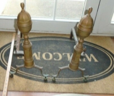 VTG MID CENTURY MODERN FIREPLACE ANDIRONS FIRE DOGS RACK HOLDERS | eBay