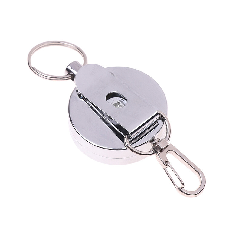 Extendable Metal Key Chain Ring Belt Clip Pull Keyring Id Badge Holder ...