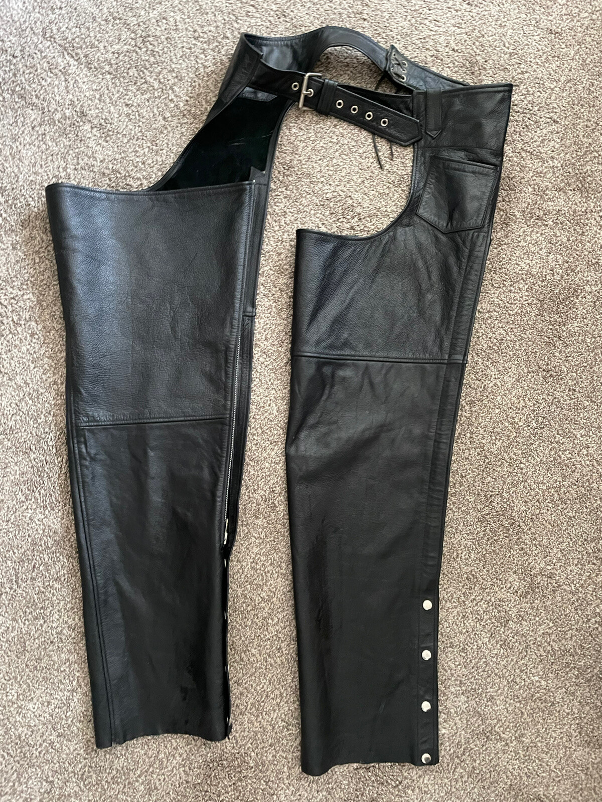 FMC Men’s XXL Black Leather Cowboy / Motorcycle Riding Chaps | eBay