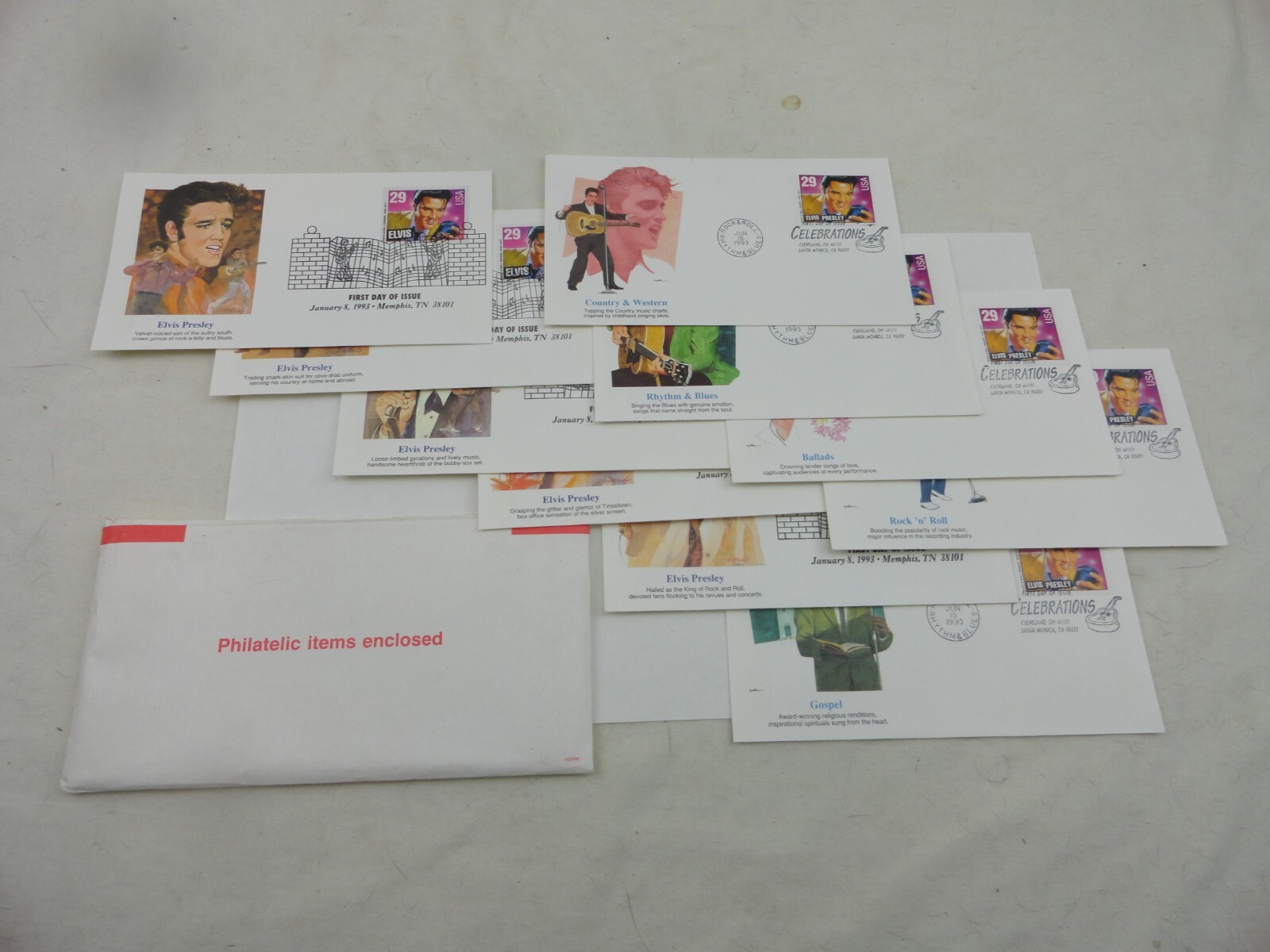 Elvis Presley Official First Day Issue Stamp 1993 Lot Of 10 Envelopes ...