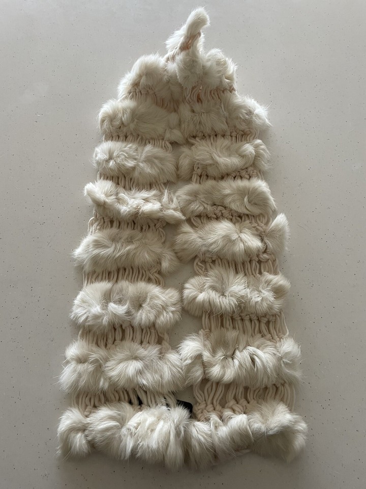 Codello knitted scarf realrabbit fur white new women men Italy | eBay