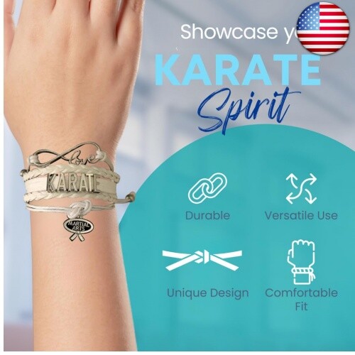 Sportybella Karate Charm Bracelet - Infinity Karate Adjustable Charm ...