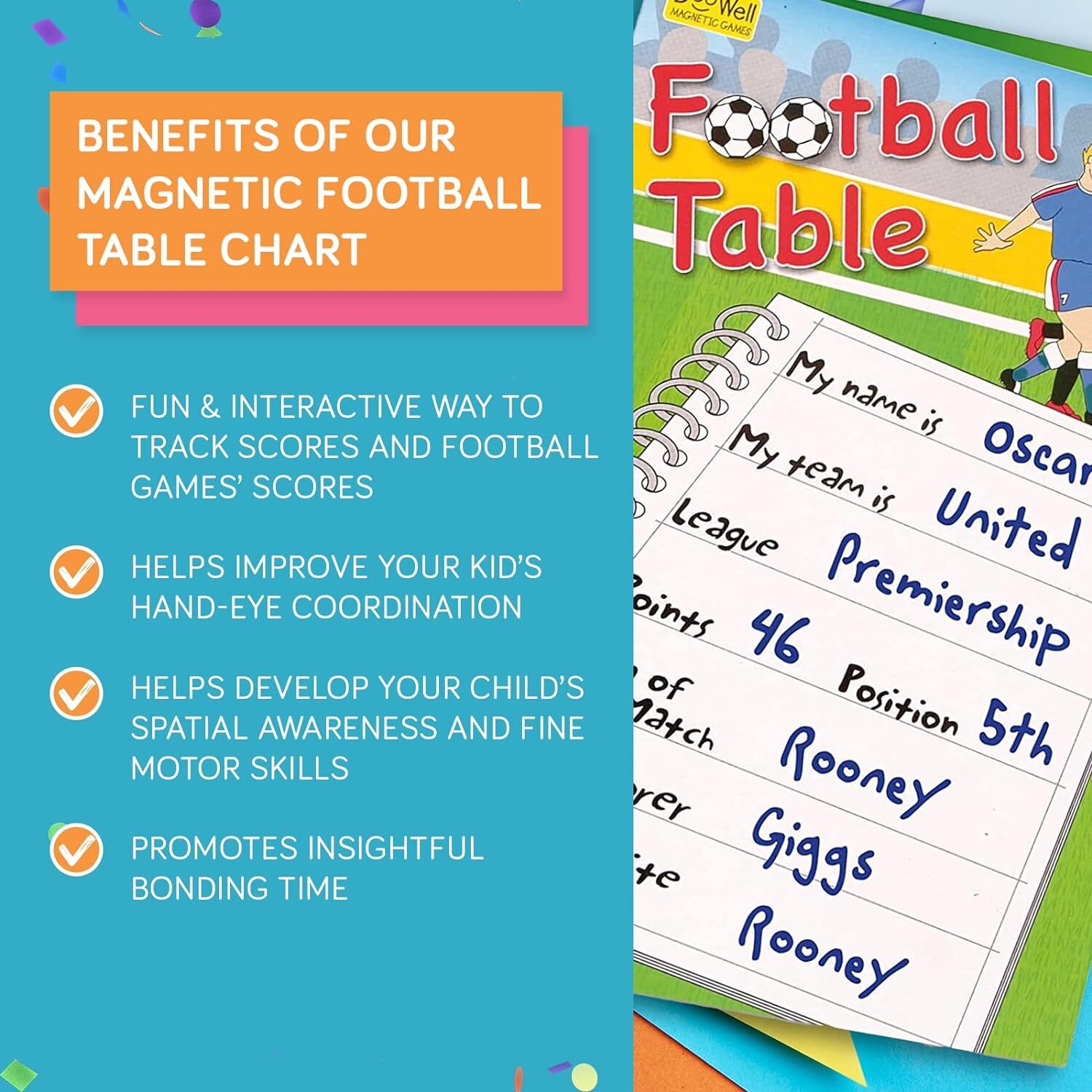 Fiesta Crafts Magnetic Football Tables Chart, Keep up-to-date by moving ...