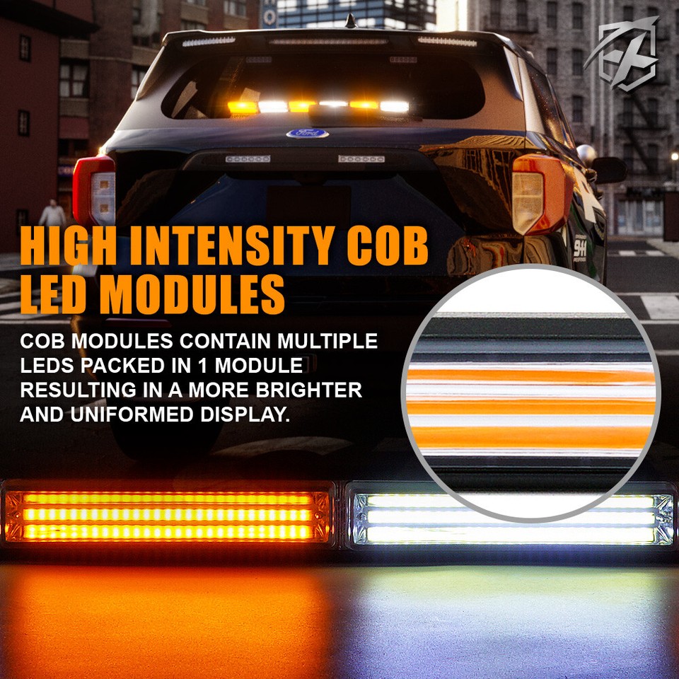 Xprite 35" White Amber LED Strobe Traffic Advisor Light Bar Interior ...
