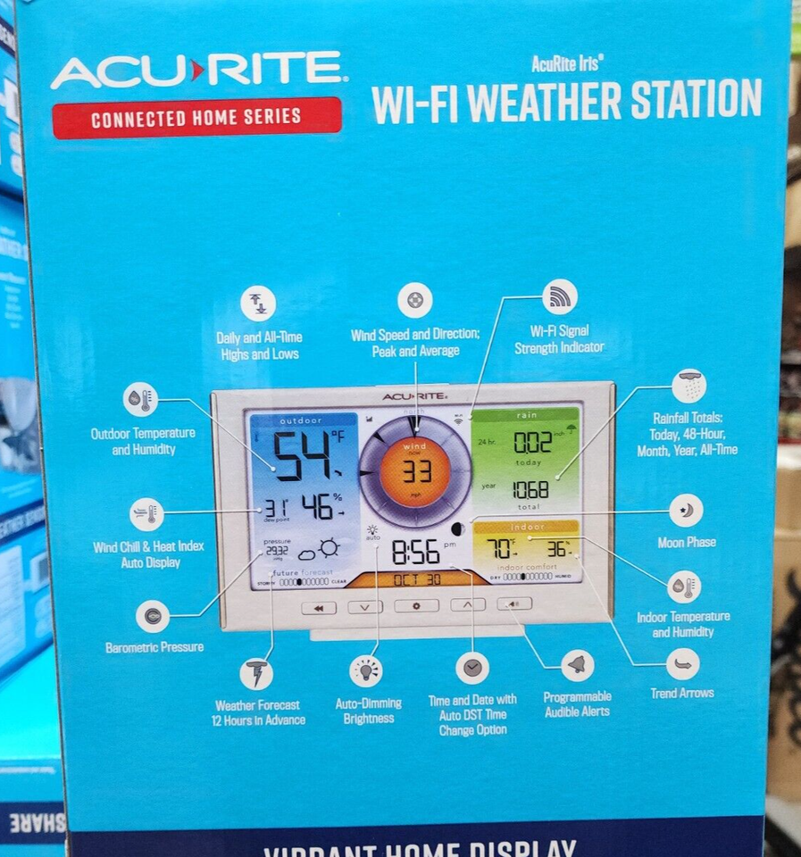 AcuRite Iris PRO+ Weather Station Center w/ Wi-Fi Display to Weather ...