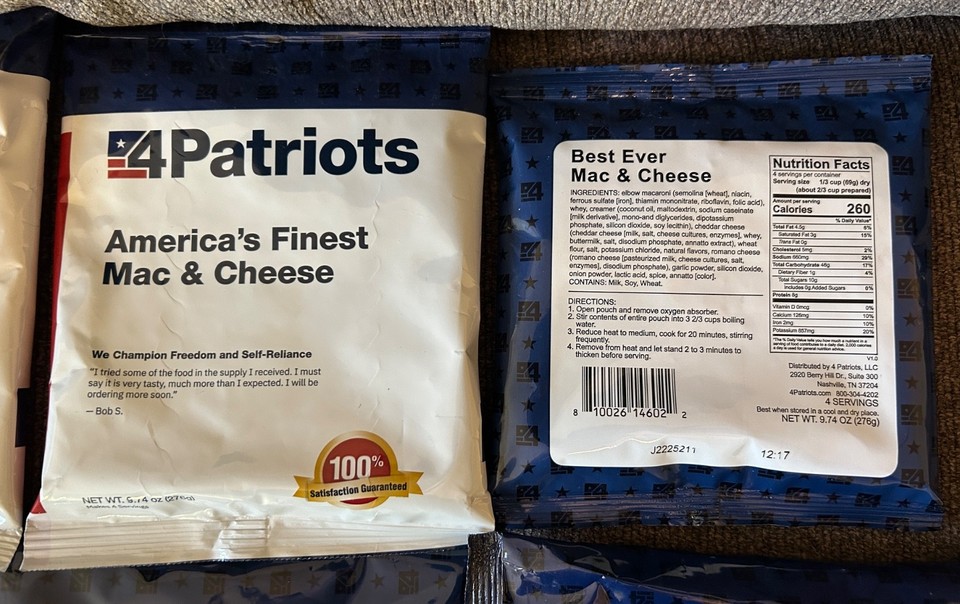 4Patriots Emergency Food Supply: 10 Packets, 72 Servings, Survival ...