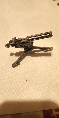 A VINTAGE MPC BATTLEFRONT SILVER MACHINE GUN WITH INTACT 2 PIECE TRIPOD ...