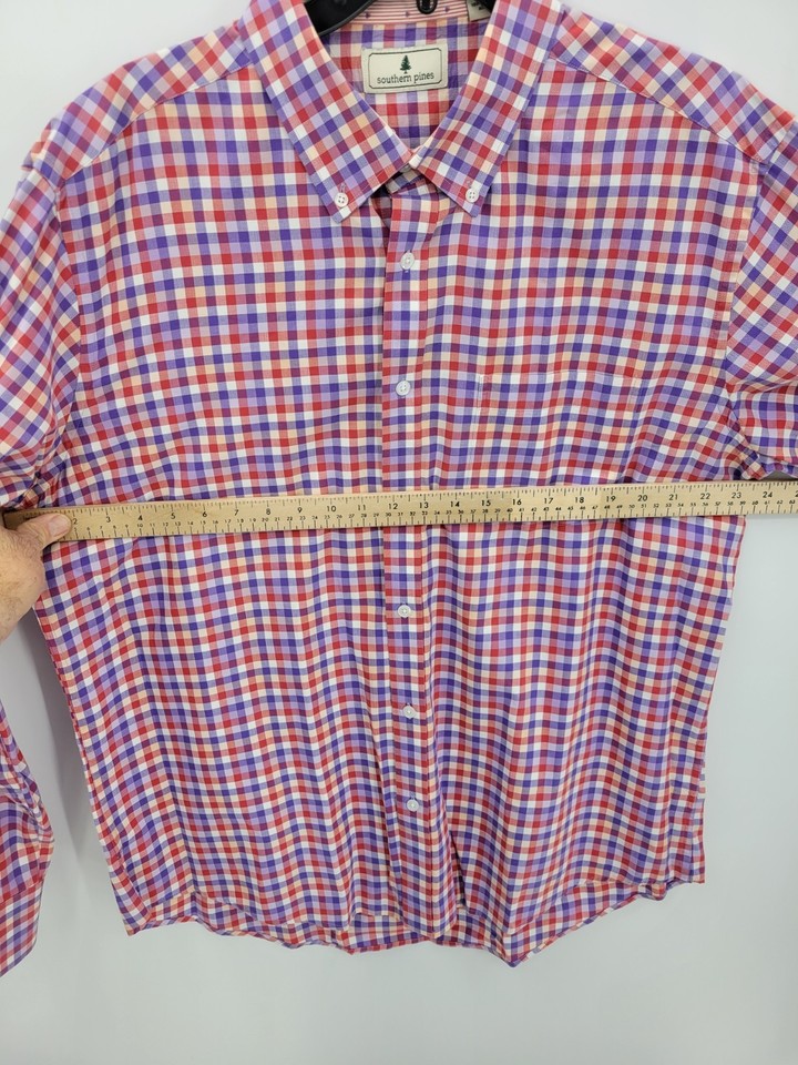 Southern Pines Shirt Mens XL Red Blue Plaid Long Sleeve Button Up ...
