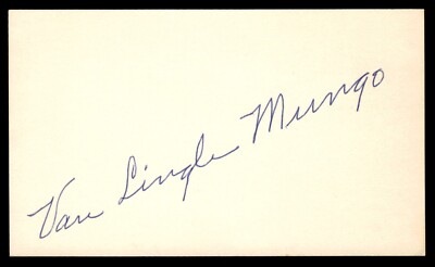 Van Lingle Mungo Baseball Signed Auto Autograph 3 x 5 Index Card No COA ...