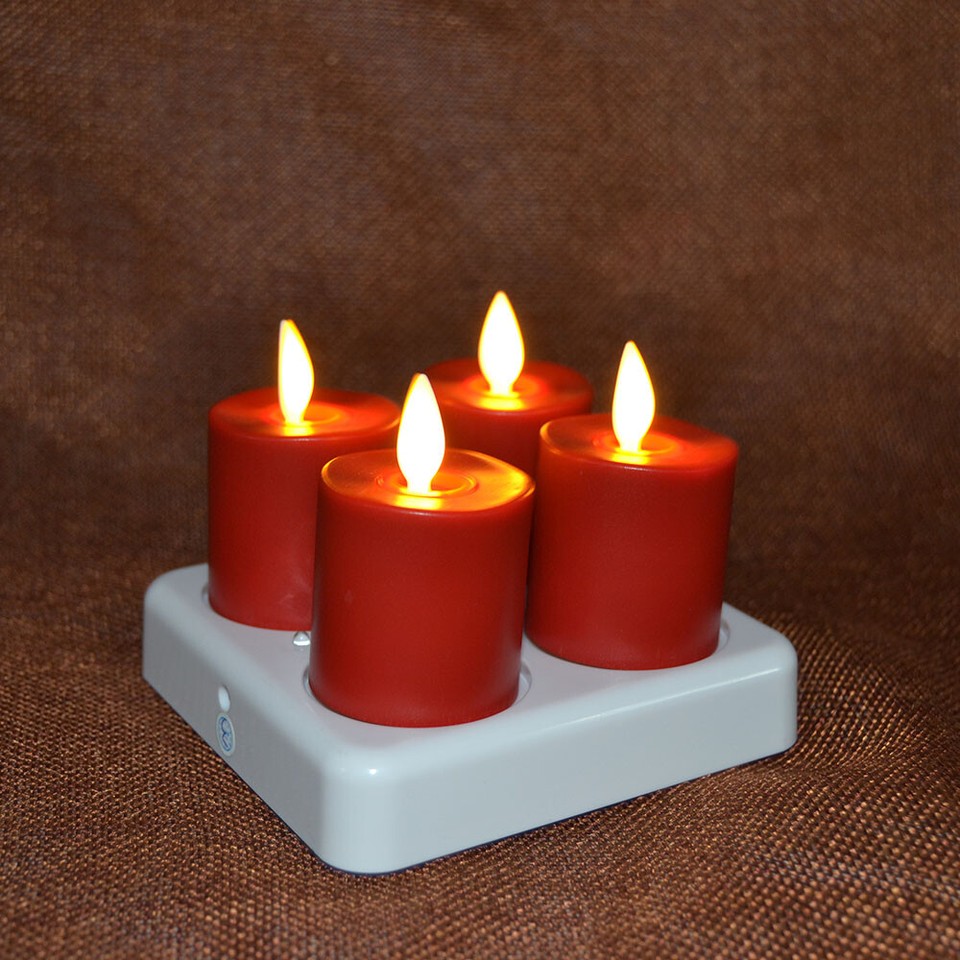 Luminara Rechargeable Tea Lights Moving Flicker Flameless Led Candles ...