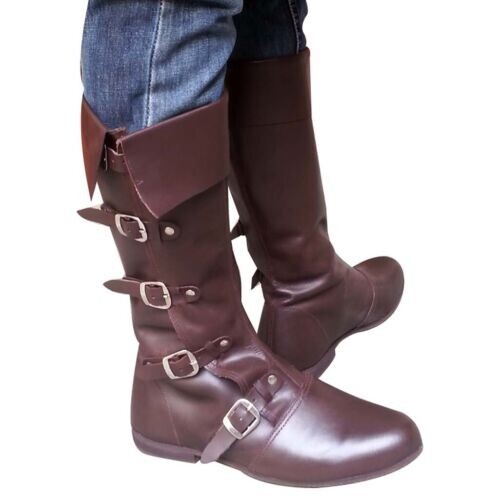 Medieval Leather Boots Vintag Brown Reenactment Mens Shoe Role Play ...