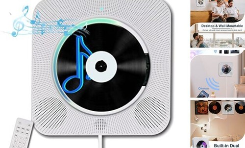 Portable Wall Mounted CD Player with Bluetooth, Homlab Mountable CD ...