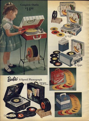 1963 PAPER AD 2PG COLOR Barbie Phonograph Beany-Cecil Playskool ...