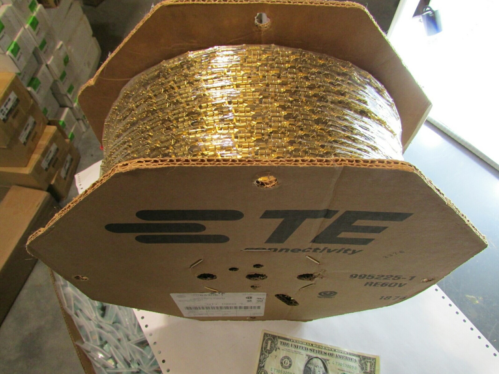 Full Reels of 10,000 Tyco/Amp .250" Faston Crimp Terminals 14AWG Brass ...