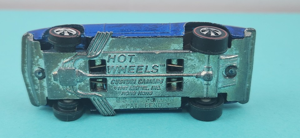 Vintage Hot Wheels 1967 Redline Custom Camaro Blue w/ Black Top Hong ...