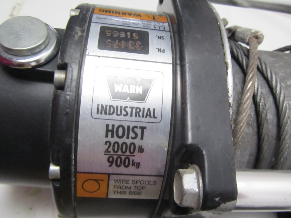 Warn Industrial Hoist Winch 2000 lbs /900 kg Electric 12 Volt With ...