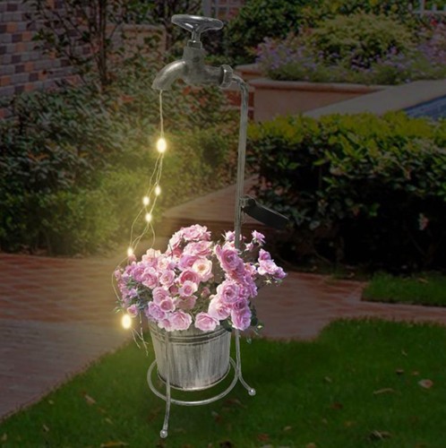 Solar Powered Watering Can Style Fairy LED Strands Light Water Faucet ...