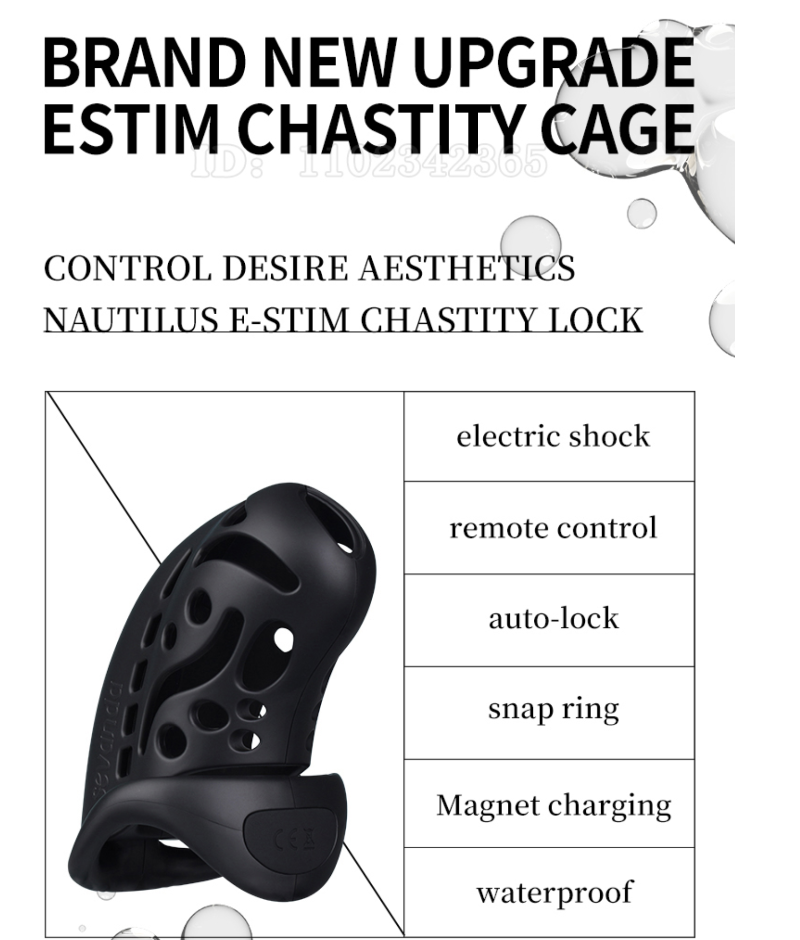 Male Cb Remote Control Shock Smart Chastity Cage with 3 Rings Chastity ...
