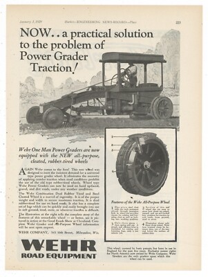 1929 Wehr Co. Ad: One Man Power Grader - Road Grader - Milwaukee ...