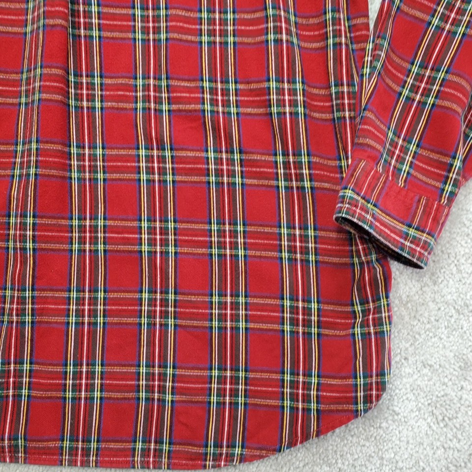 LL Bean Shirt Men Large Red Plaid Chami Flannel Cowboy Rancher Outdoor ...