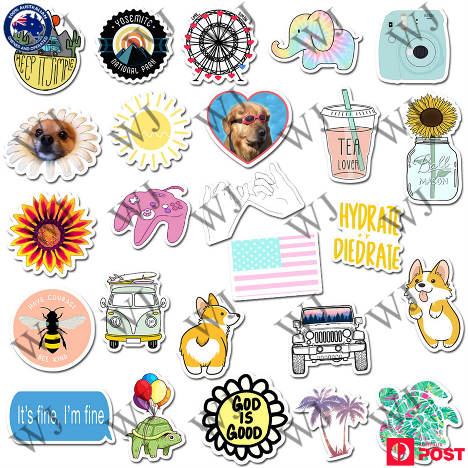 50pcs Sun INS Style Beach VSCO Cute Vinyl Decal Stickers Laptop ...