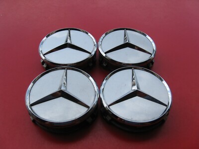 MERCEDES (4) SILVER WHEEL RIM HUB CAP HUBCAP CENTER COVER A2204000125 ...