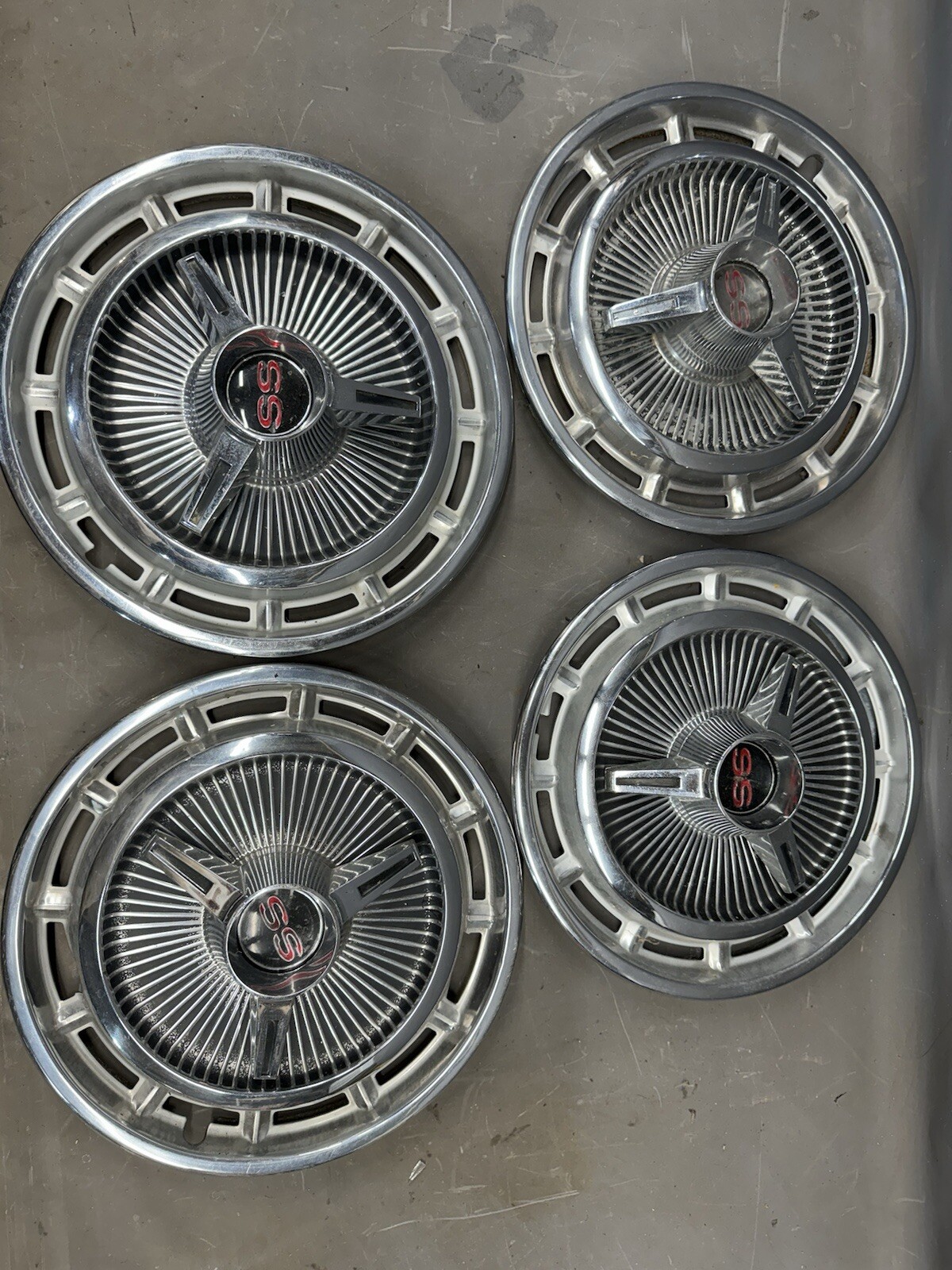 1965 1966 Chevy Impala SS Hubcaps 14" Wheel Covers Hub Caps Super Sport ...