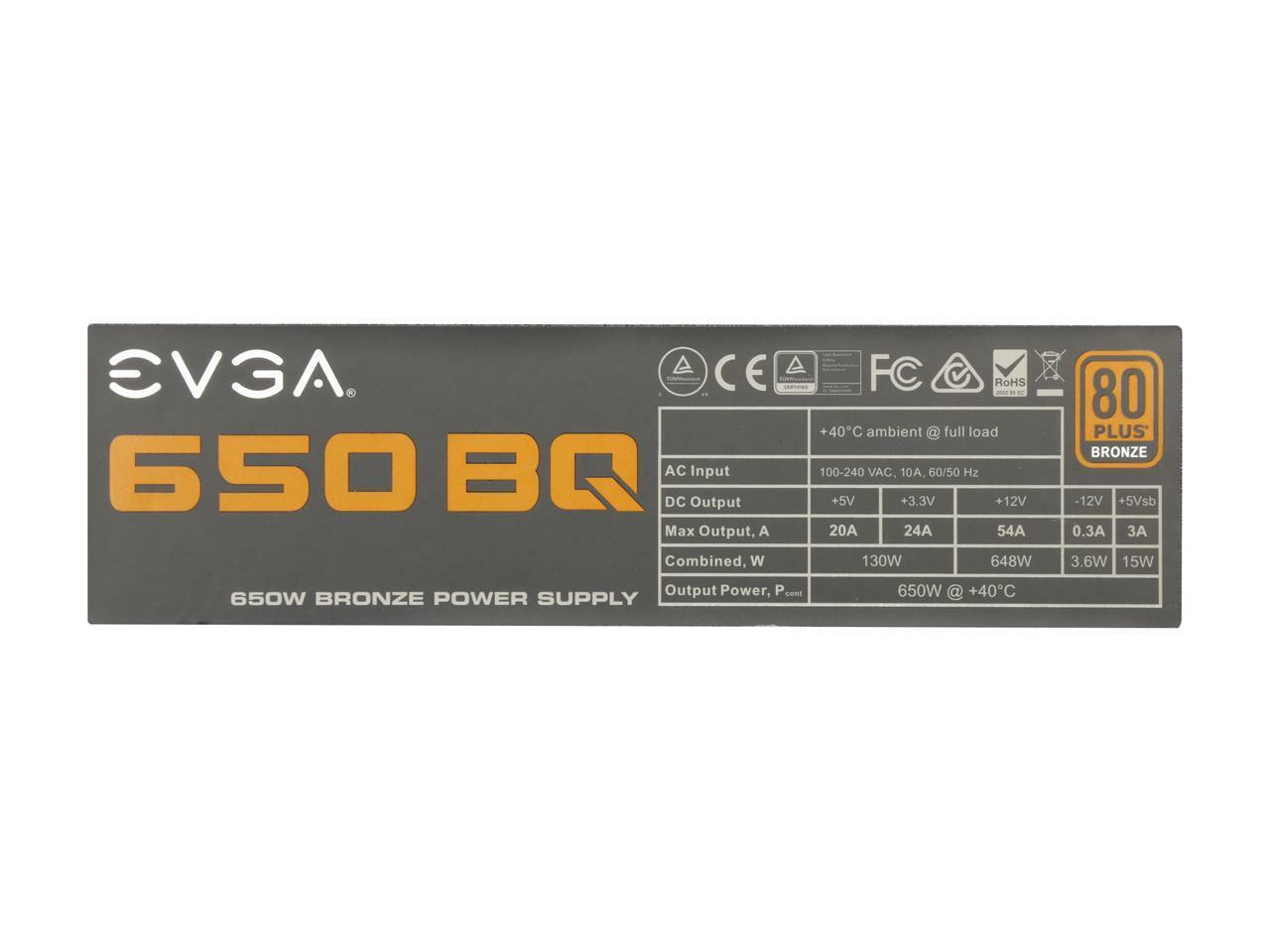 EVGA 650 BQ 110-BQ-0650-V1 80+ BRONZE 650W Semi Modular Includes FREE ...