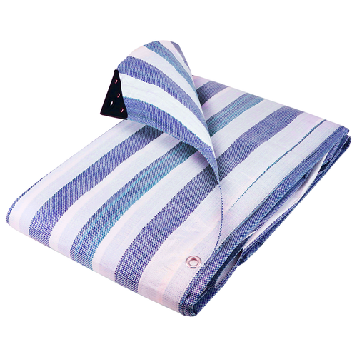 Blue/White 170gsm Striped Tarpaulin Heavy Duty Market Stall Cover Tarp ...