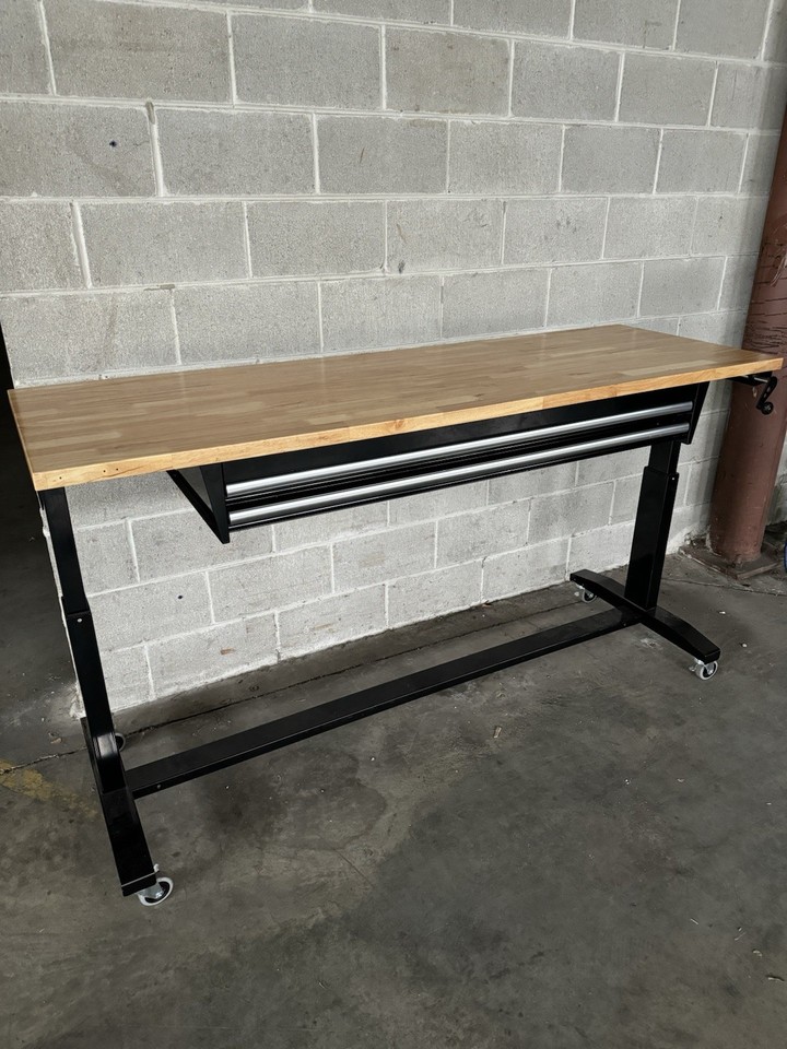 Husky 72” Adjustable Height Wooden Desk With 2 Drawers | eBay
