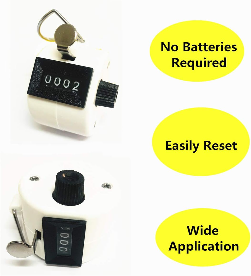4 Digit Hand Tally Counter, Mechanical Lap Tracker Manual Clicker with ...