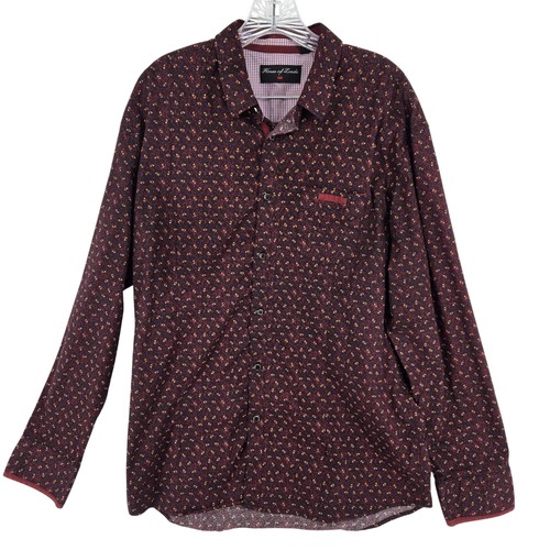 House of Lords Shirt Mens 2XL Floral Pattern Button Down Long Sleeve ...