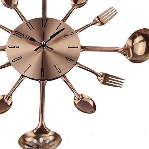 Kitchen Metal Copper Wall Clocks with Spoons and Forks 3D Copper-40cm ...