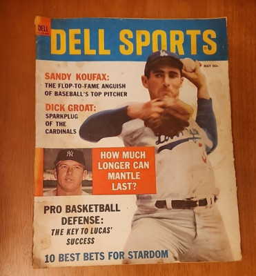 ⚾ Vintage 1964 Baseball Dell Sports Magazine SANDY KOUFAX MICKEY MANTLE ...