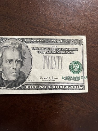 US Twenty Dollar Bill Note Currency Money. Miss cut, Miss Print, Fold ...