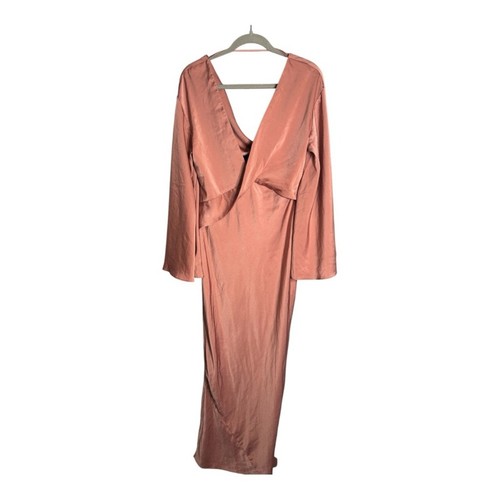 ASOS Rose Color Long Drapey Satin Dress Large Slit Size 6 | eBay