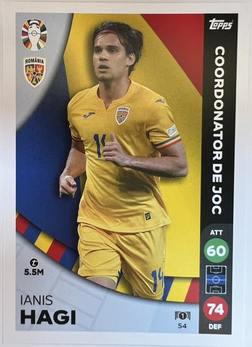 Ianis Hagi #54 2024 Topps UEFA Euro Cards Lidl Exclusive RO Match Attax ...